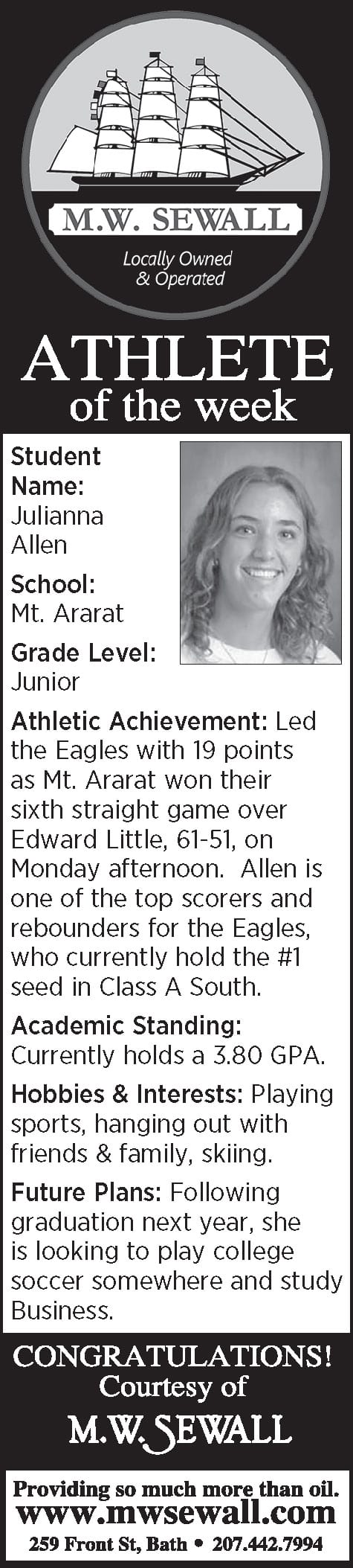 Julianna Allen » Athlete of the Week